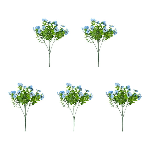 5PC Assorted Artificial Flowers Set with Eucalyptus Leaves & Pansies ...