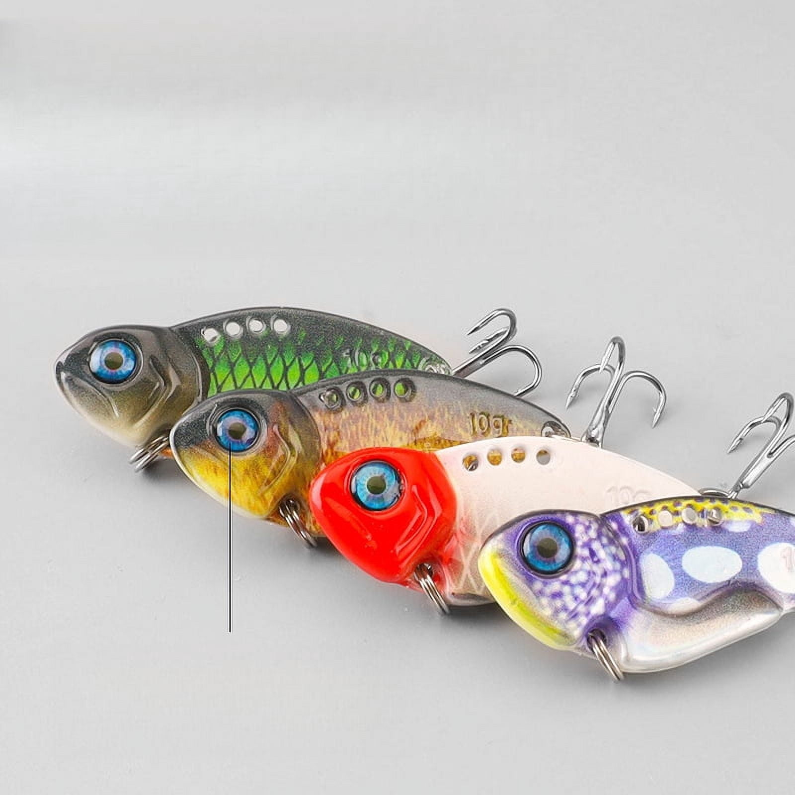 5PC BIQIANWO Fishing Lures Durable 3D Printed VIB Vibration Treble ...