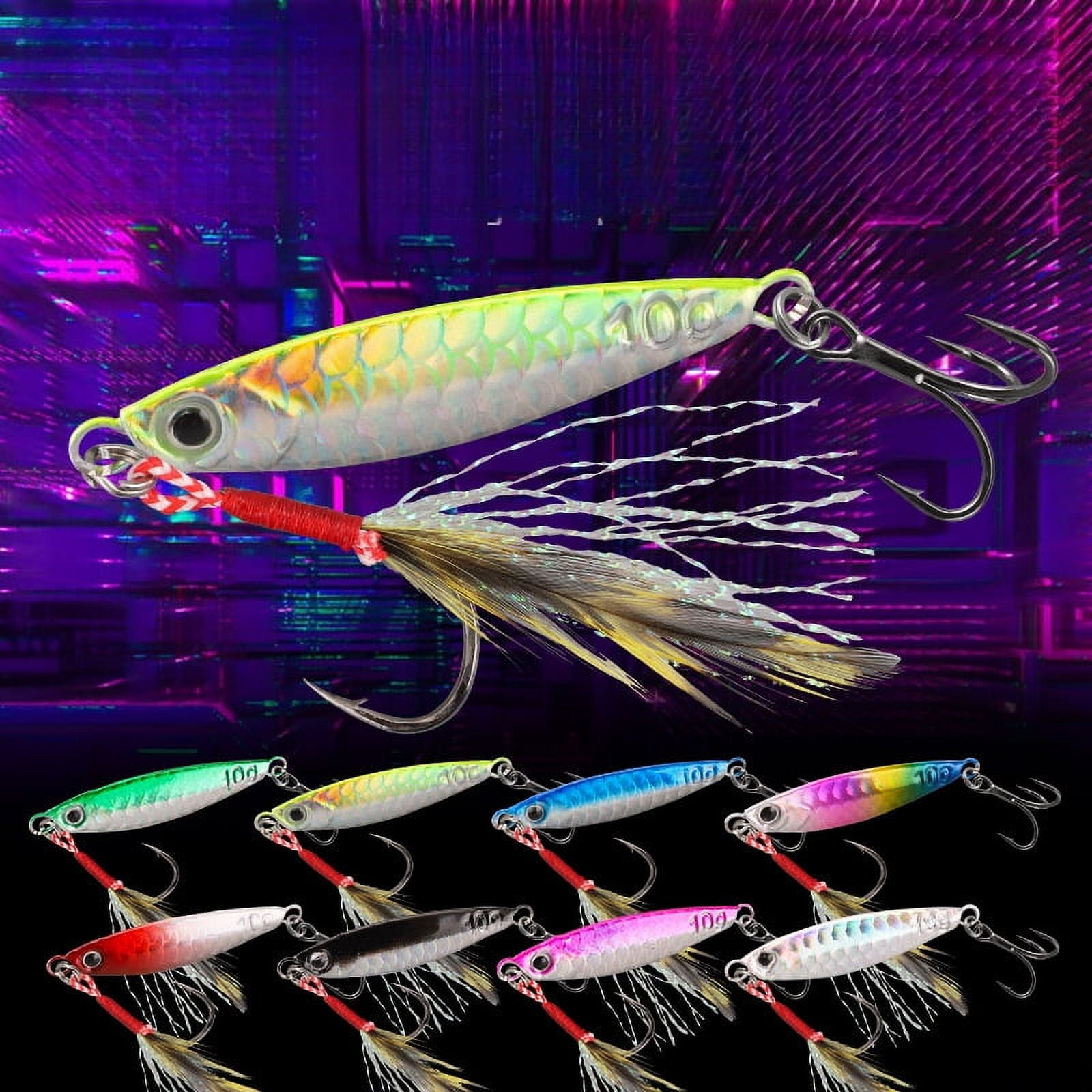 5PC BIQIANWO Fishing Lures Iron Plate Fish Scale Pattern Long Casting ...