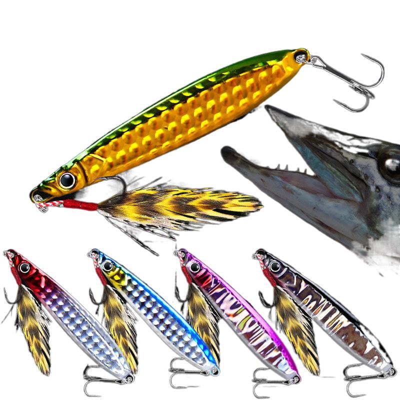 5PC BIQIANWO fish baits Red Silver Gold Green White Black Fishing Lures ...