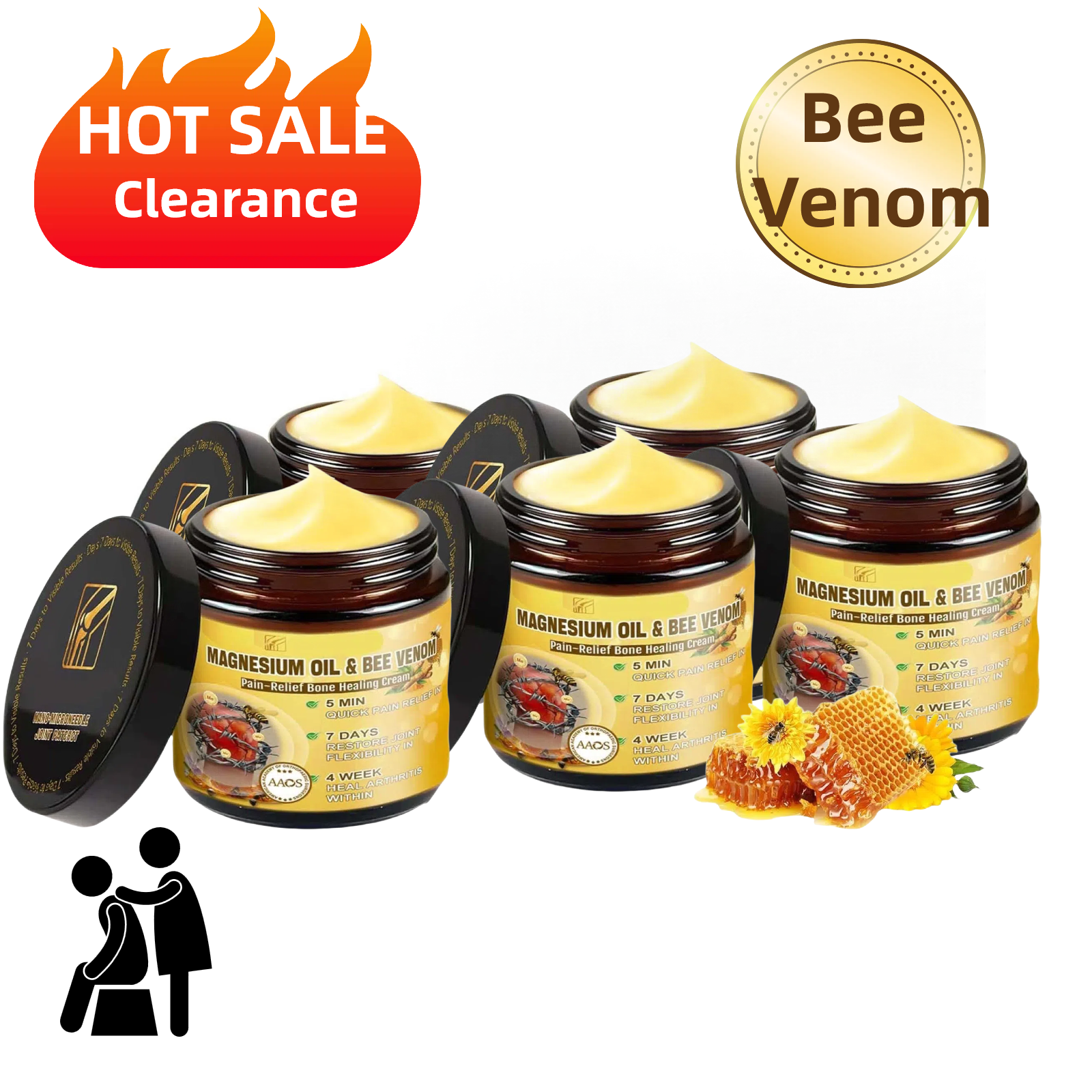(5PC)_Bee_Ve_nom Joint_Relief Cream,for Neck,Waist,Back Hand Feet and ...