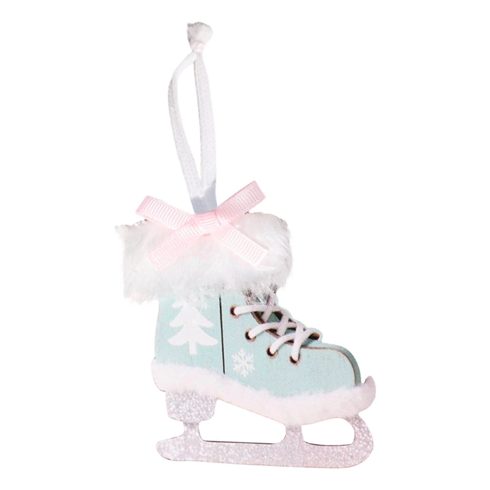 5PC Christmas ornaments Christmas Wooden Bow Velvet Skates Tree ...