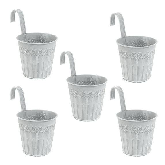 5PC Craft Old Iron Flower Bucket with Hooks Vintage Decorative ...