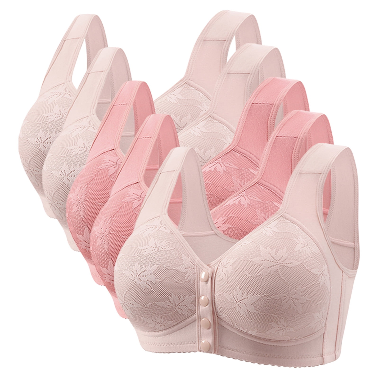 5PC Daisy Bras for Older Women Button Front Closure Comfortable ...