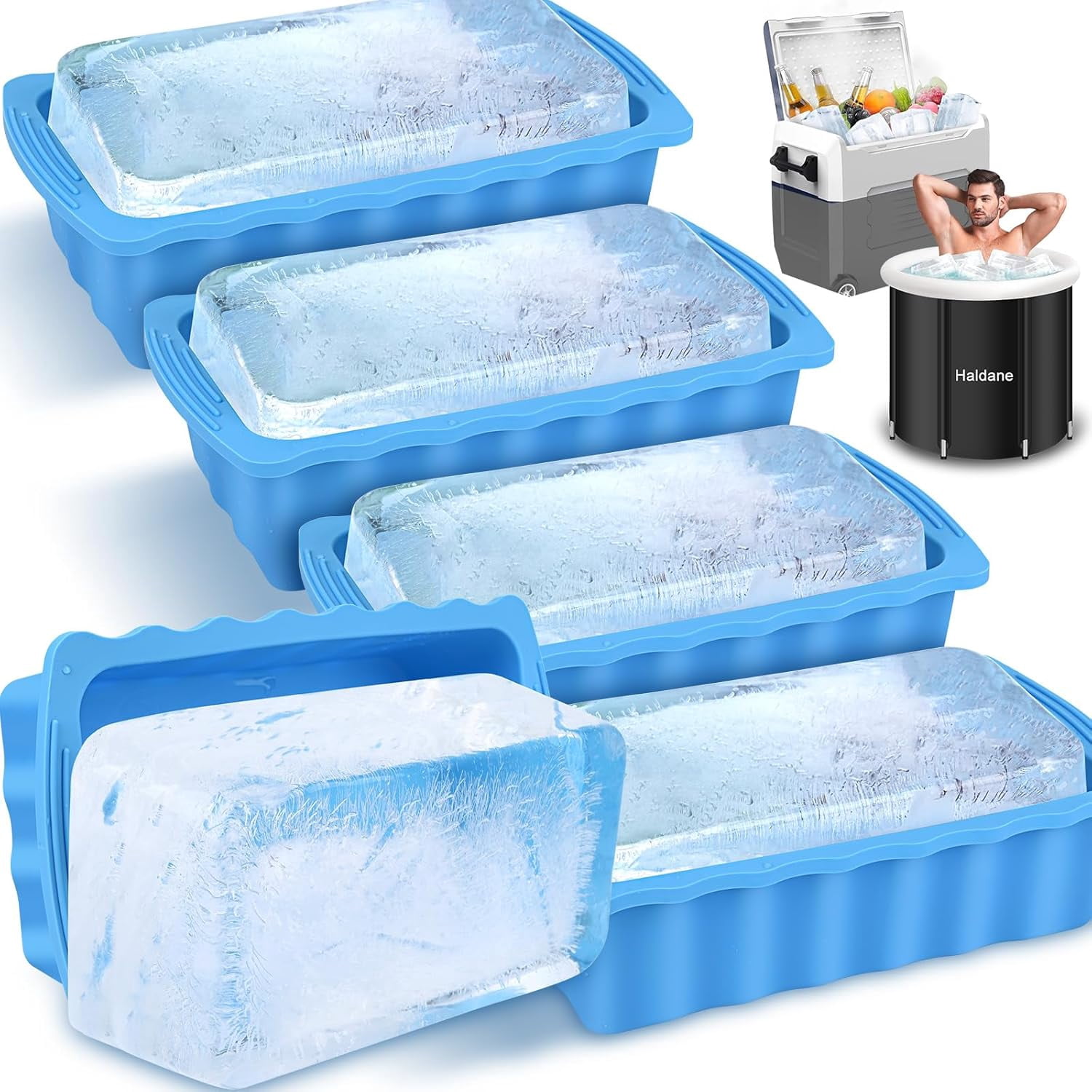 5PC Extra Large Ice Block Mold 15LB Ice Cube Bricks Maker Molds for ...