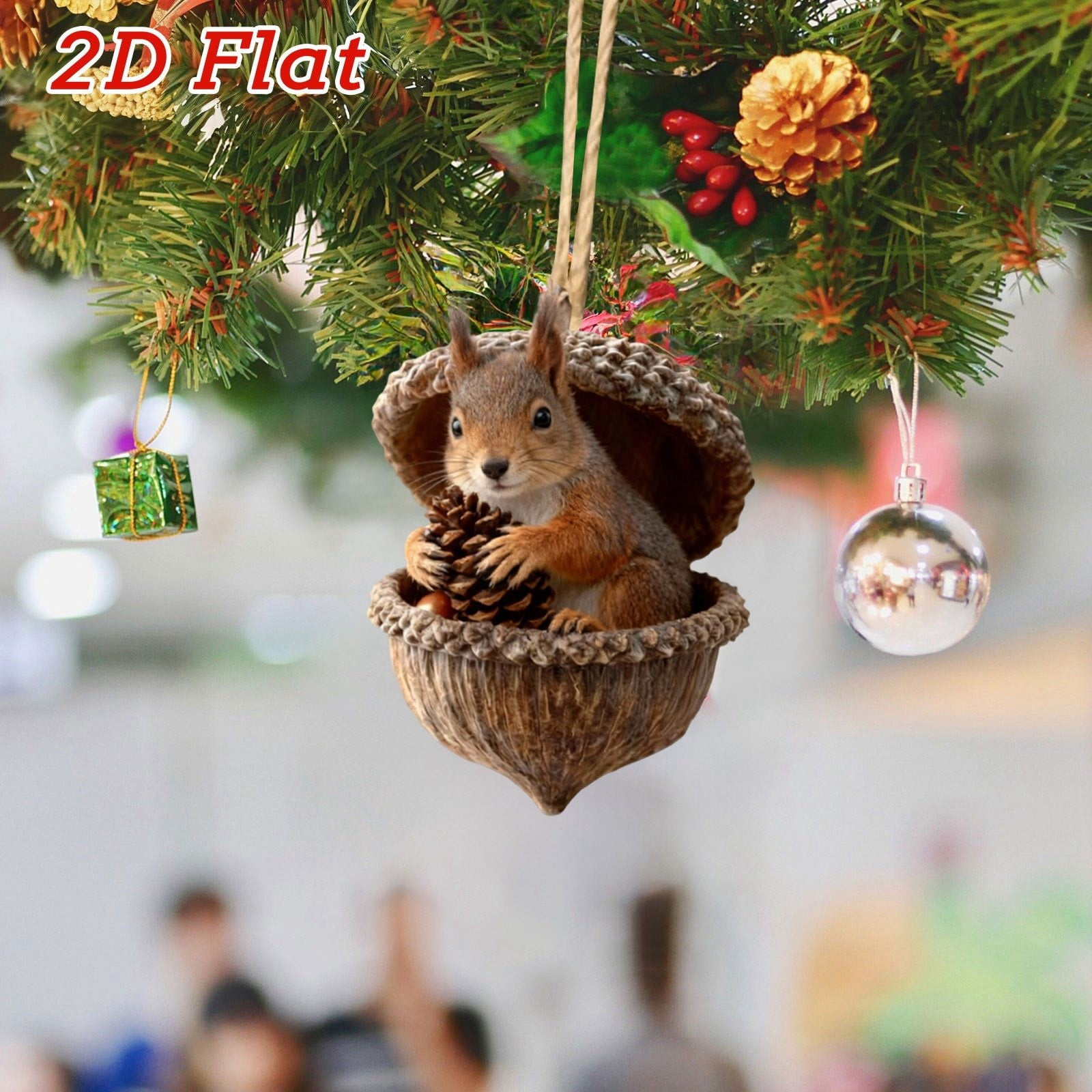 5PC Forest Animal Acorn Ornaments, Cozy Woodland Christmas Tree ...