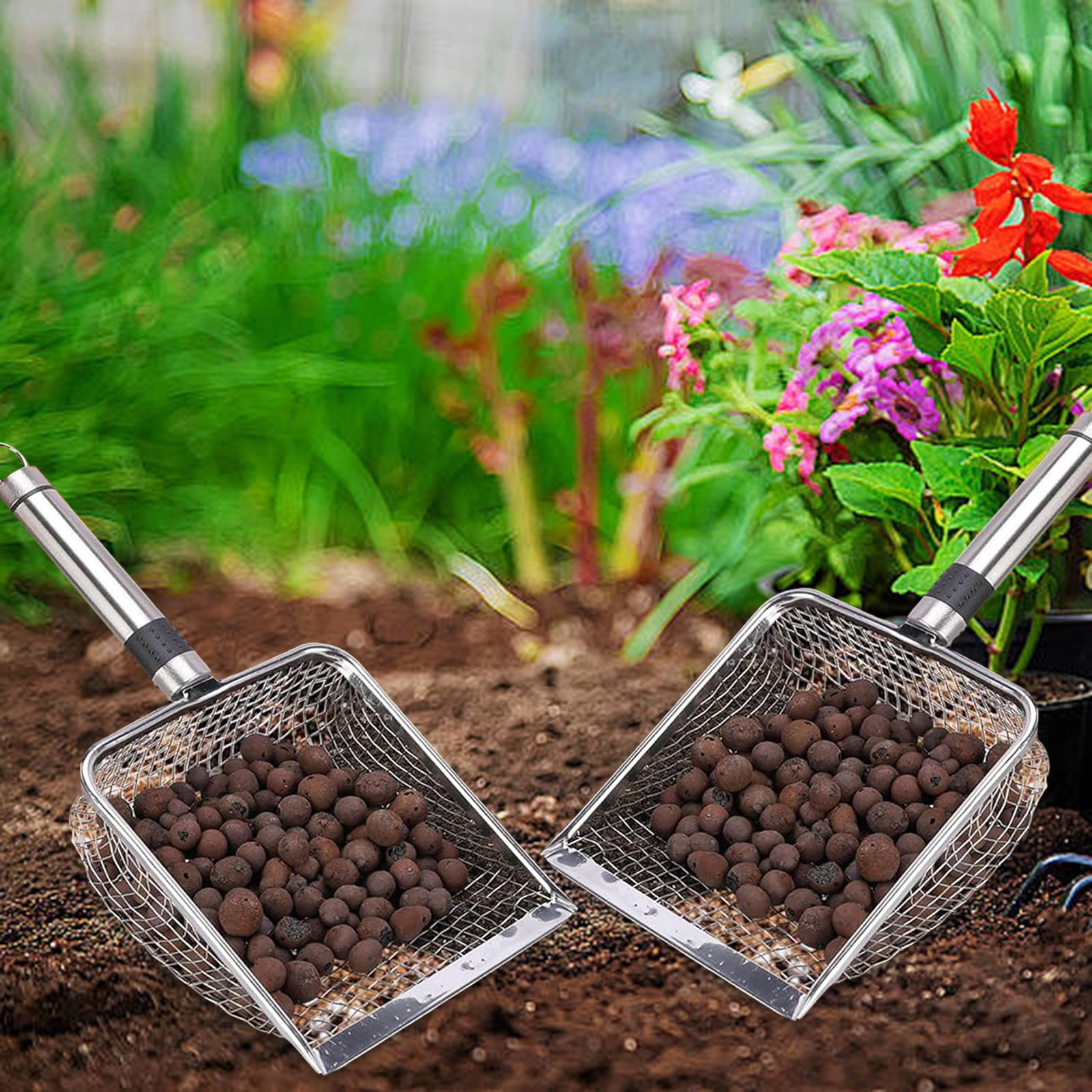 5PC Gardening Soil Sifter 5" Garden Sieve Sifter with Handle 2/2.8/3.8/ ...