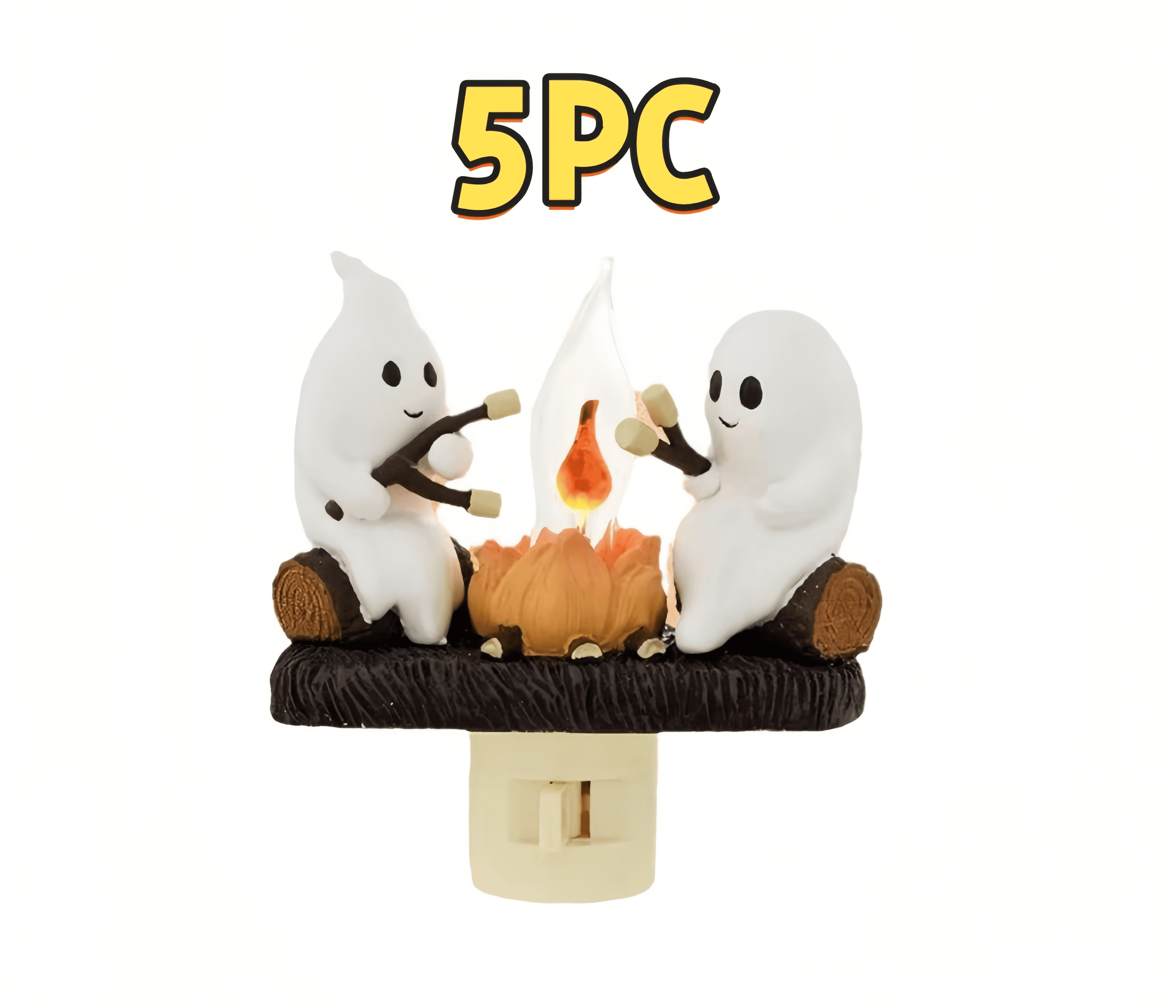 5PC Ghost Campfire Flickering Night Light, 3D Spooky Fire Marshmallow ...