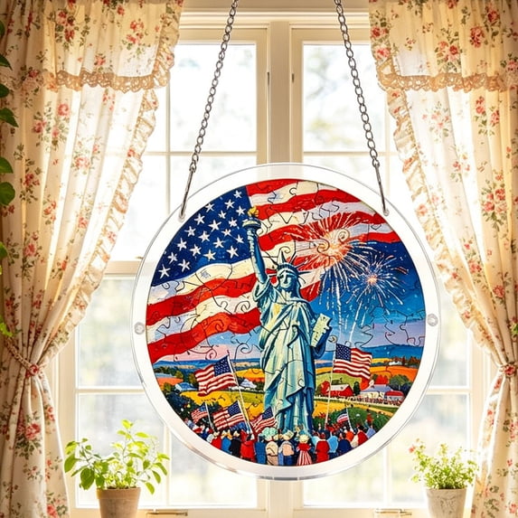5PC Independence day decor Acrylic Puzzle Suncatcher 83 Pieces Glowing ...