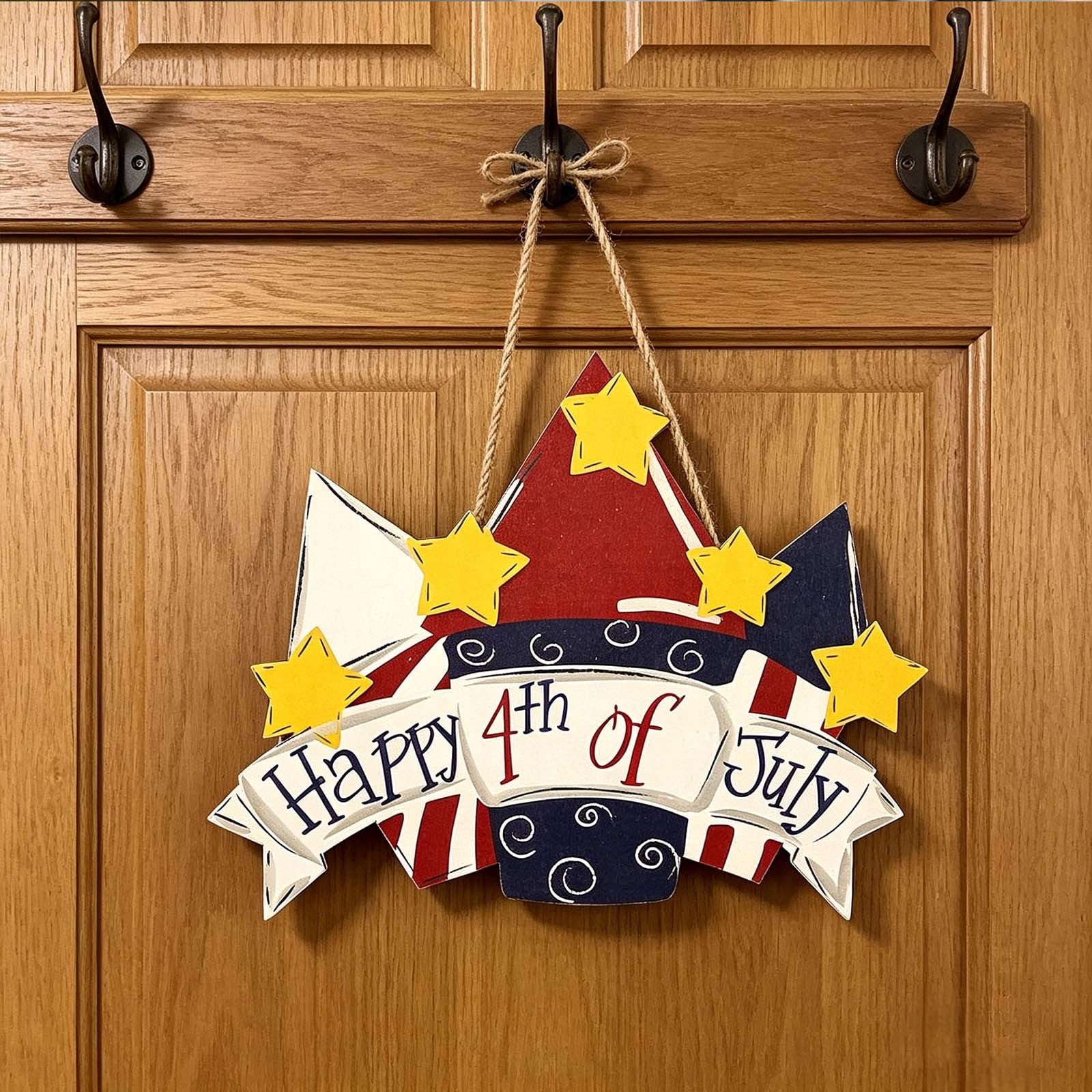 5PC Independence day decorations outdoor porch 4th July Wooden Hanging ...