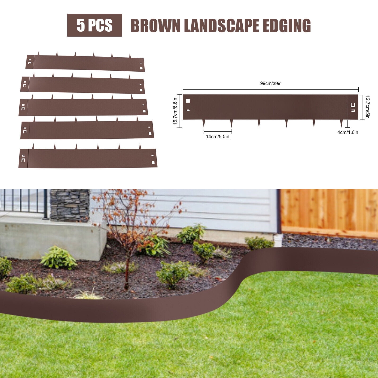 5PC Kit 39in Steel Landscape Edging Lawn Border Edge Garden Yard ...