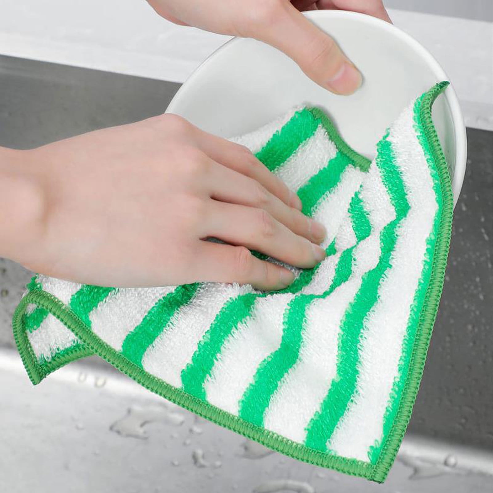 5PC Kitchen Cleaning Cloth Set, Multi-Purpose Fiber Towel, Bathroom ...