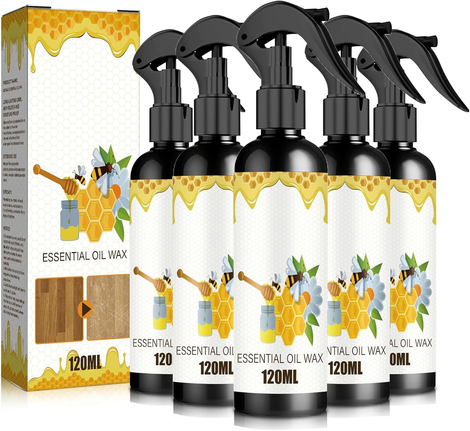 5PC Natural Beeswax Care Spray & Restorer Beeswax Wood Polish Bees Wax ...