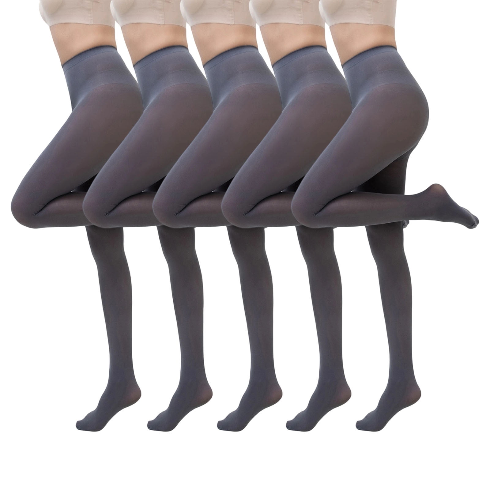 5PC Opaque Tights Womens Pastel Pantyhose Leg-Enhancing Stockings Tummy ...