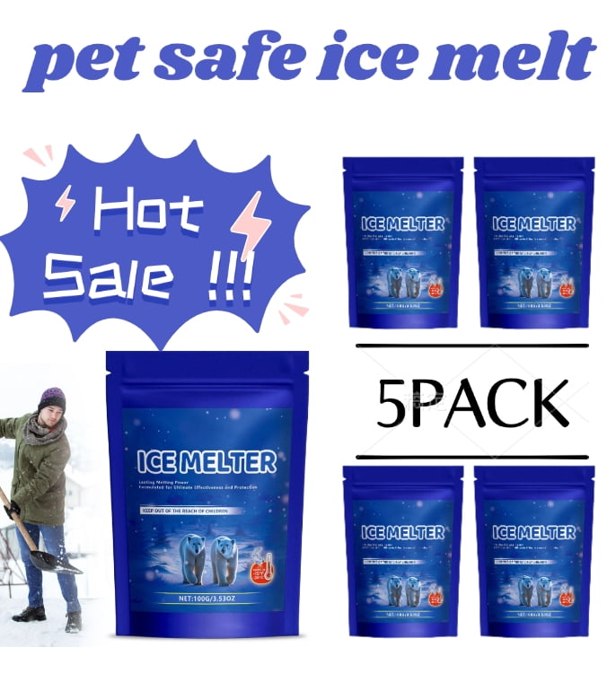 5PC Pet Safe Ice Melt Salt for Concrete, 100g Bag, Effective Snow & Ice ...