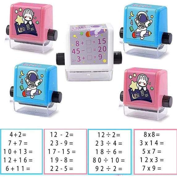 5PC Roller Digital Teaching Stamp,Addition, Subtraction, Multiplication ...