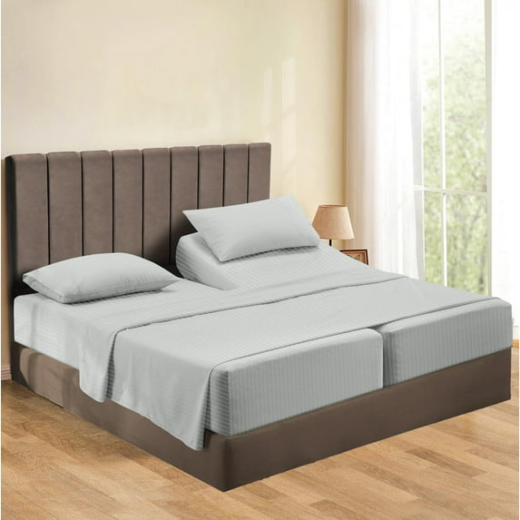 5PC Split Cal-King Sheets Sets for Adjustable 600-TC Organic Cotton ...