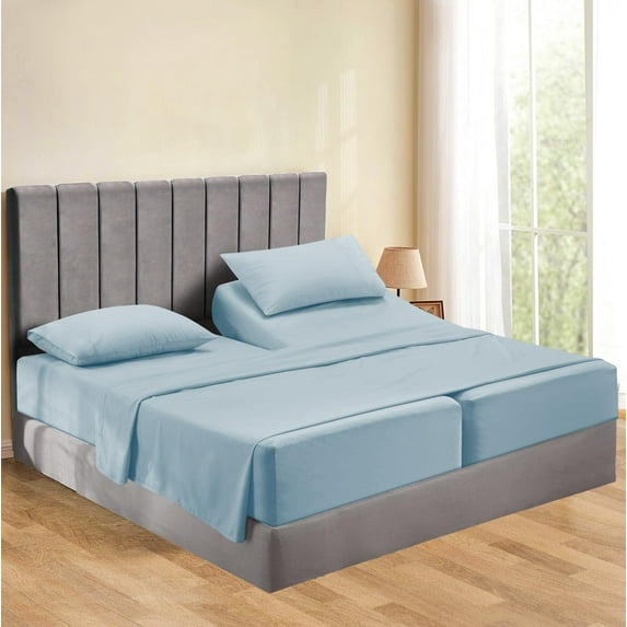 5PC Split Cal-King Sheets Sets for Adjustable 600-TC Organic Cotton ...