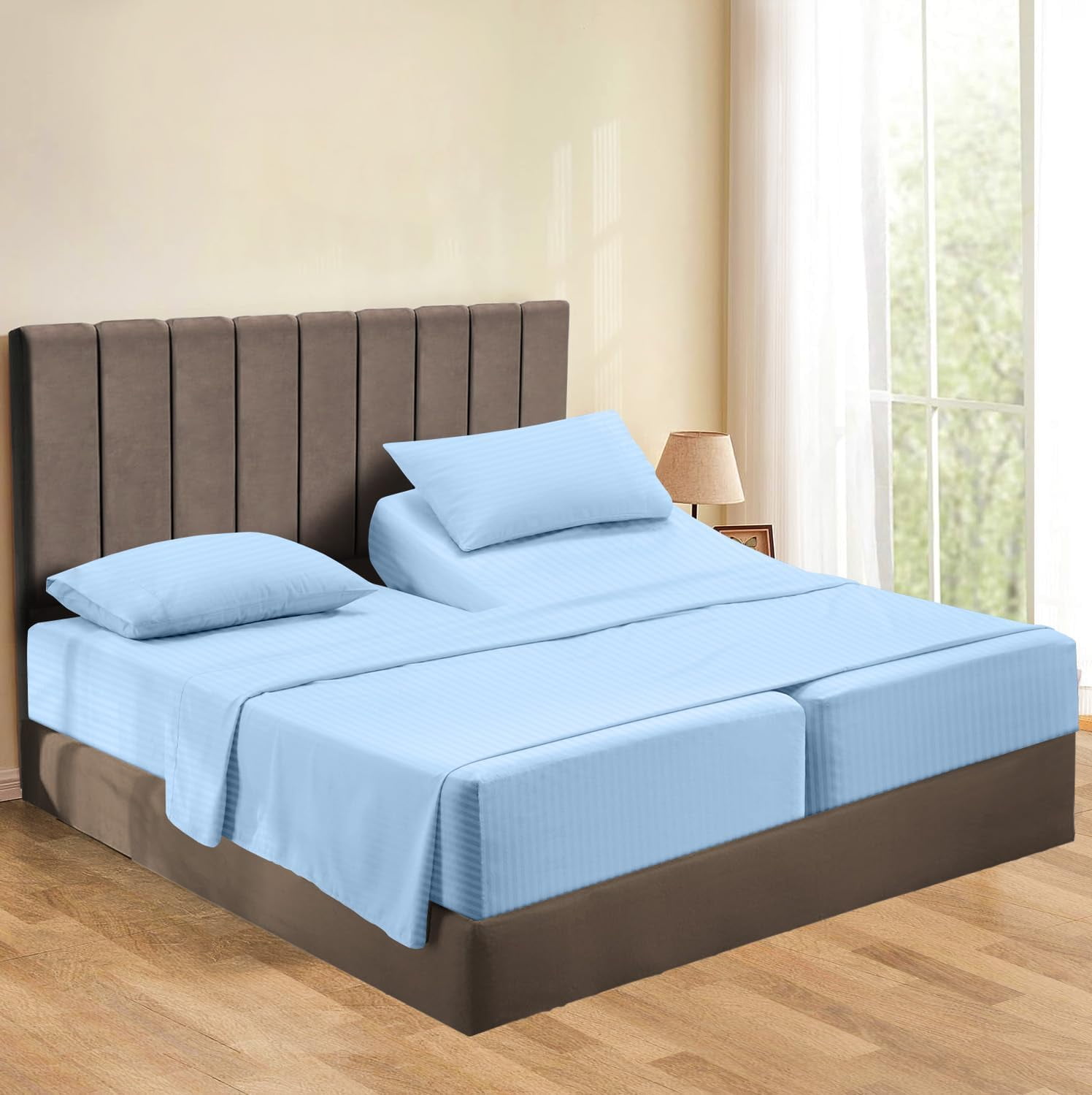 5PC Split King Sheets Sets for Adjustable 600-TC Organic Cotton Luxury ...