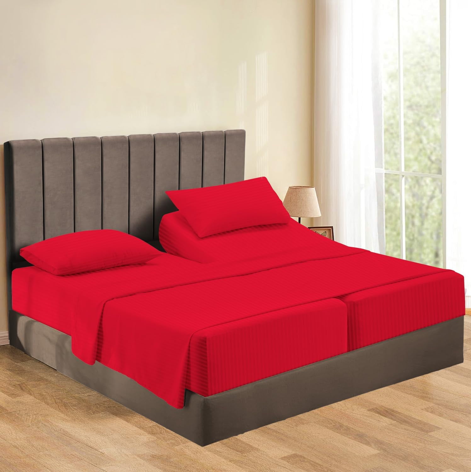 5PC Split Queen Sheets Sets for Adjustable 600-TC Organic Cotton Luxury ...