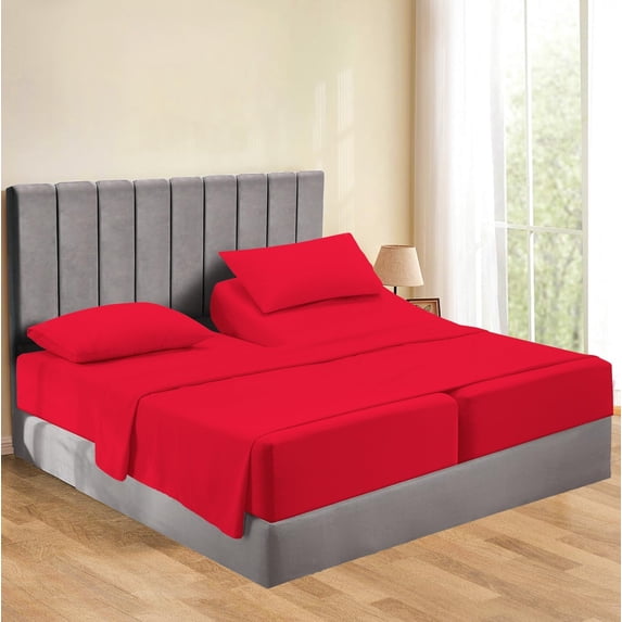 5PC Split Queen Sheets Sets for Adjustable 600-TC Organic Cotton Luxury ...
