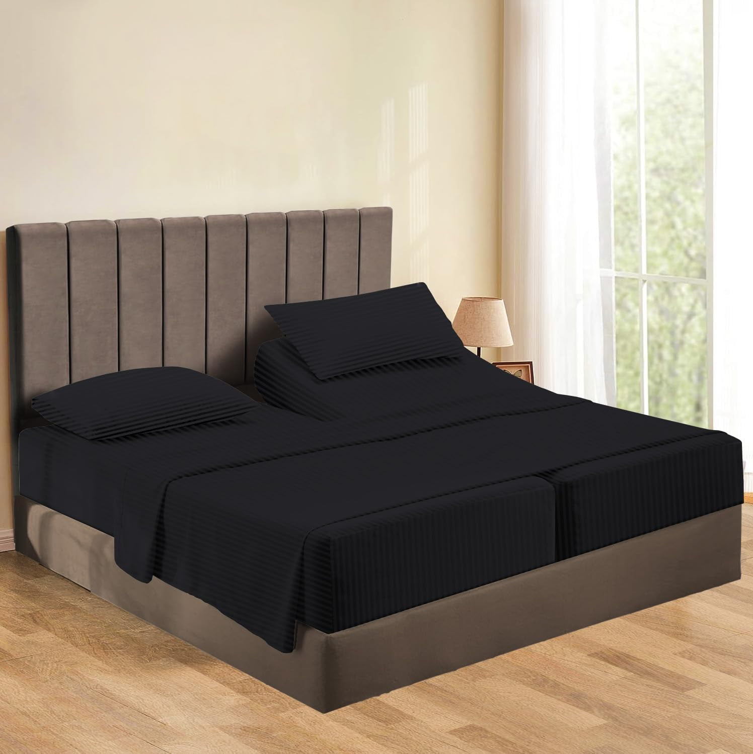 5PC Split Queen Sheets Sets for Adjustable 600-TC Organic Cotton Luxury ...