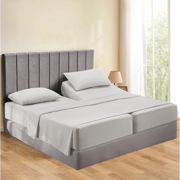 5PC Split Queen Sheets Sets for Adjustable 600-TC Organic Cotton Luxury ...