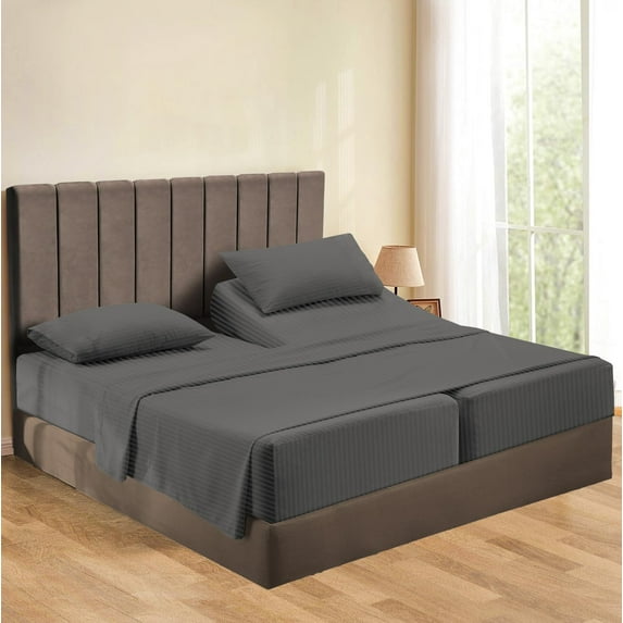 5PC Split Queen Sheets Sets for Adjustable 600-TC Organic Cotton Luxury ...
