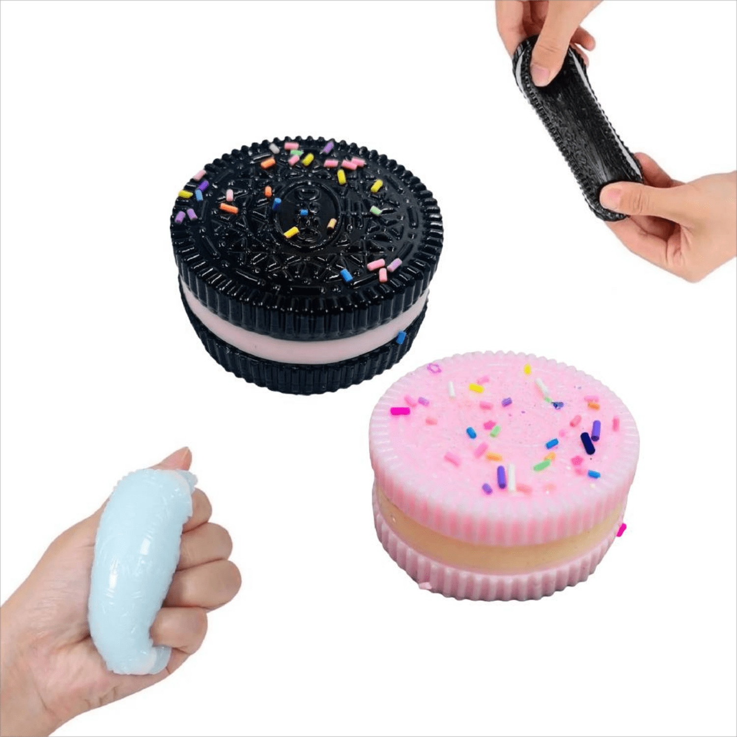 5PC Stress Relief Toy, Oreo Squishy, Fufu Squishy Oreo, Pink Oreo ...
