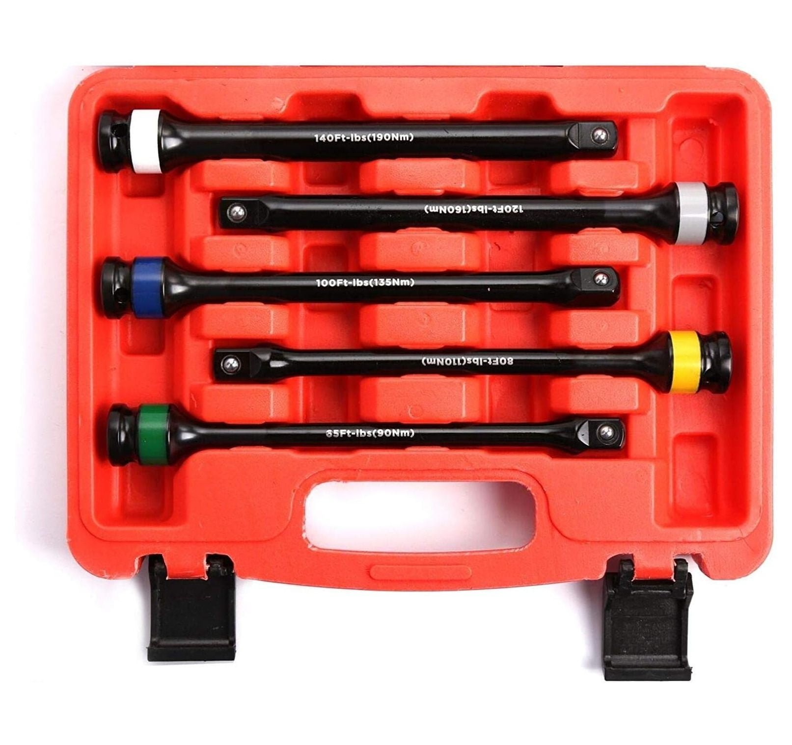 5PC TORQUE EXTENSION BAR TOOL SET 1/2" DR DRIVE TORQ STICK COLOR AND ...