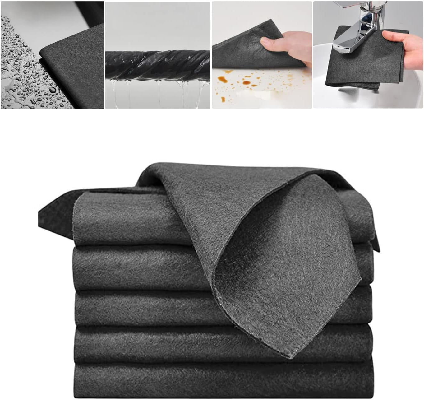 5PC Thickened Cleaning Cloth, Reusable Microfiber Cleaning Rags for TV ...