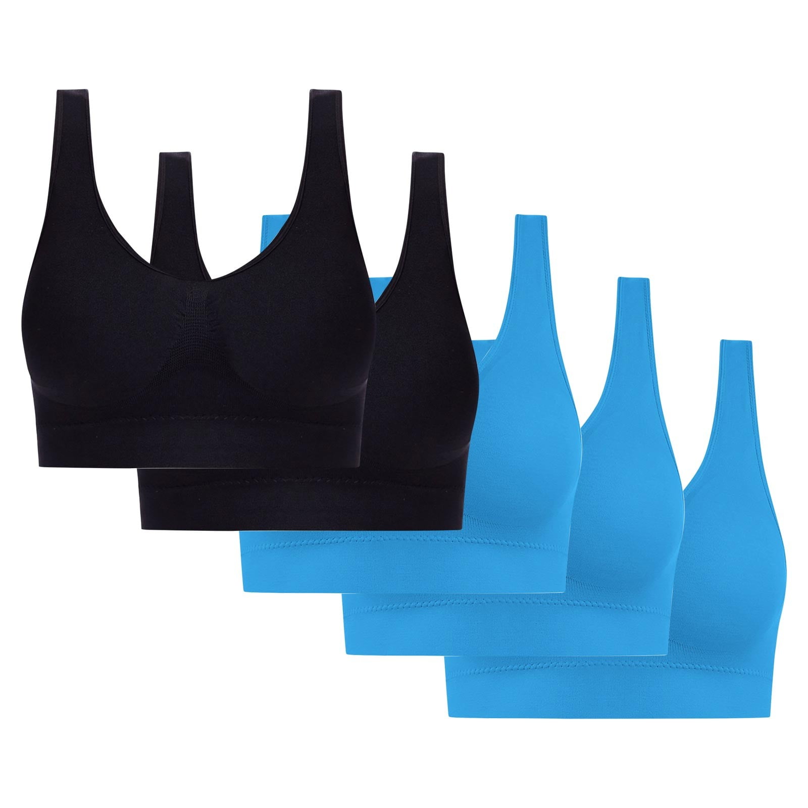 5PC Women's High Impact Sports Bra - Seamless Wireless Support ...