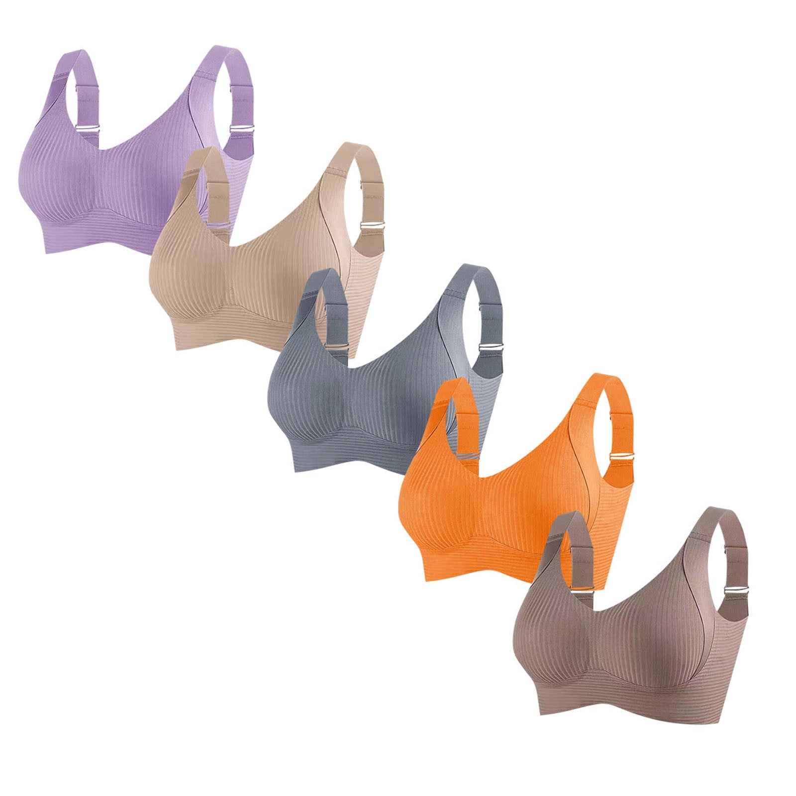 5PC Women's Wireless Breathable Bras - Seamless Push-Up Design with ...