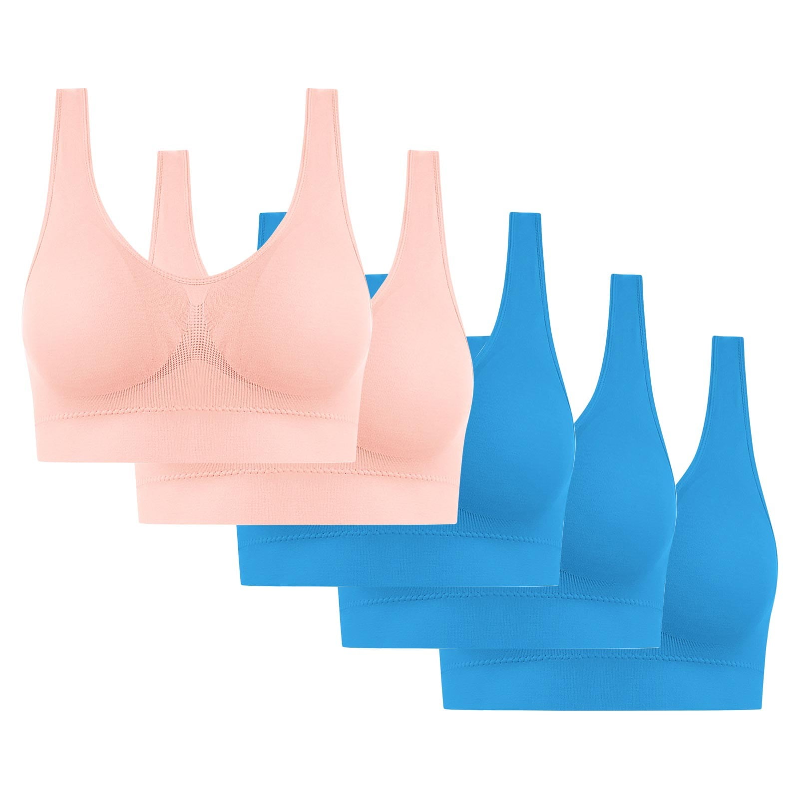 5PC Women's Wireless Seamless Vest Bra - Comfort U-Bralette without ...