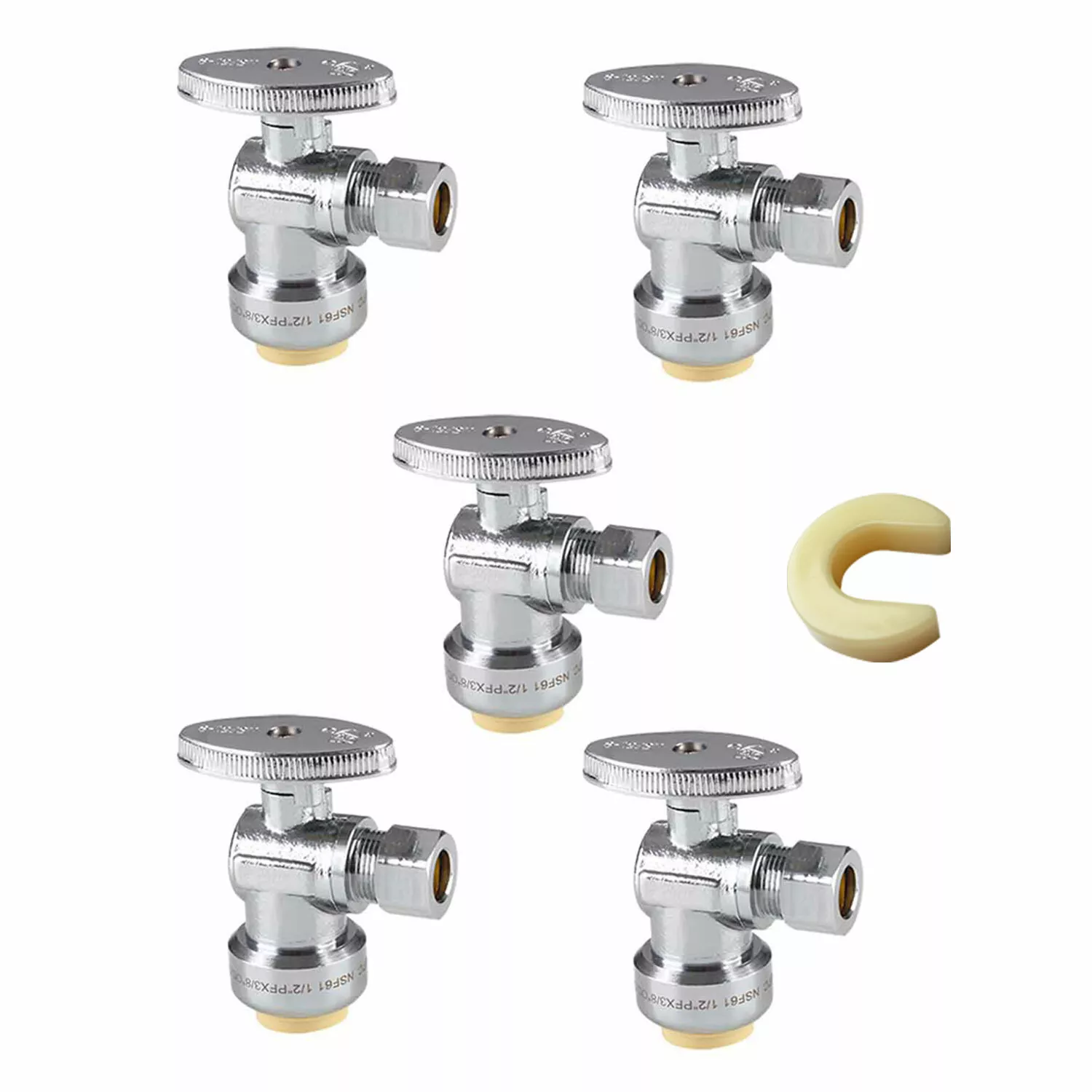 5PCS 1/2" PUSH FIT X 3/8" OD COMPRESSION ANGLE VALVE 1/4TURN - Walmart.com