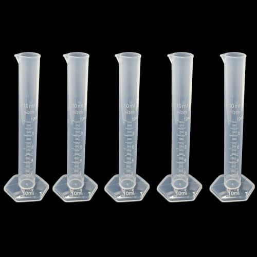 5PCS 10ml Measuring Cylinder, Plastic Transparent Graduated Cylinder ...