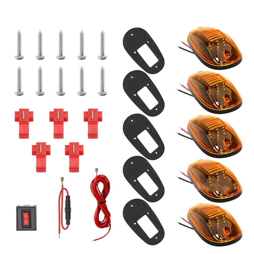 5PCS 12V Car Cab Light Waterproof Roof 9 LED Light For Trucks Cars SUVs ...