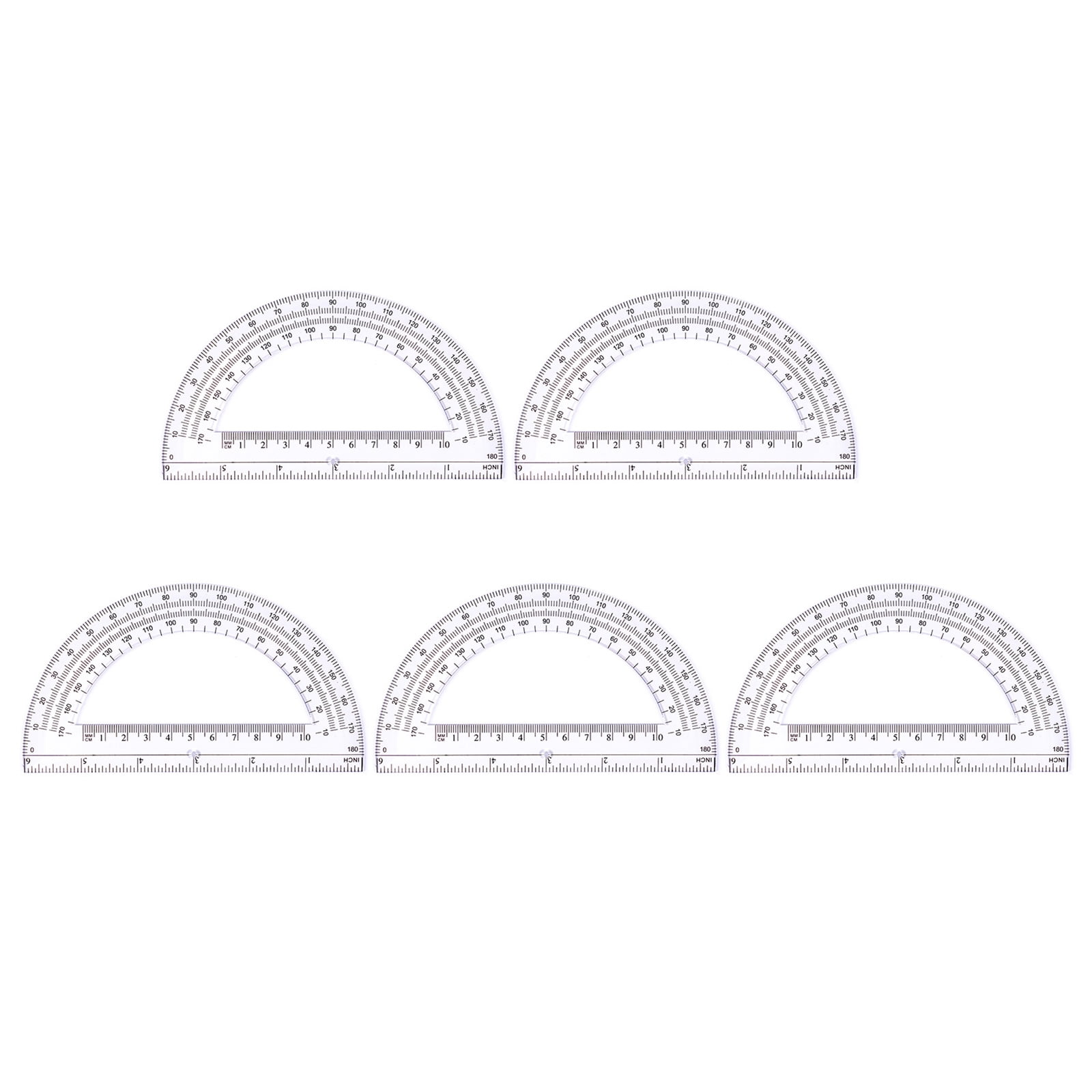 5PCS 180 Degrees Protractor 6Inch Clear Protractors Math Drafting ...