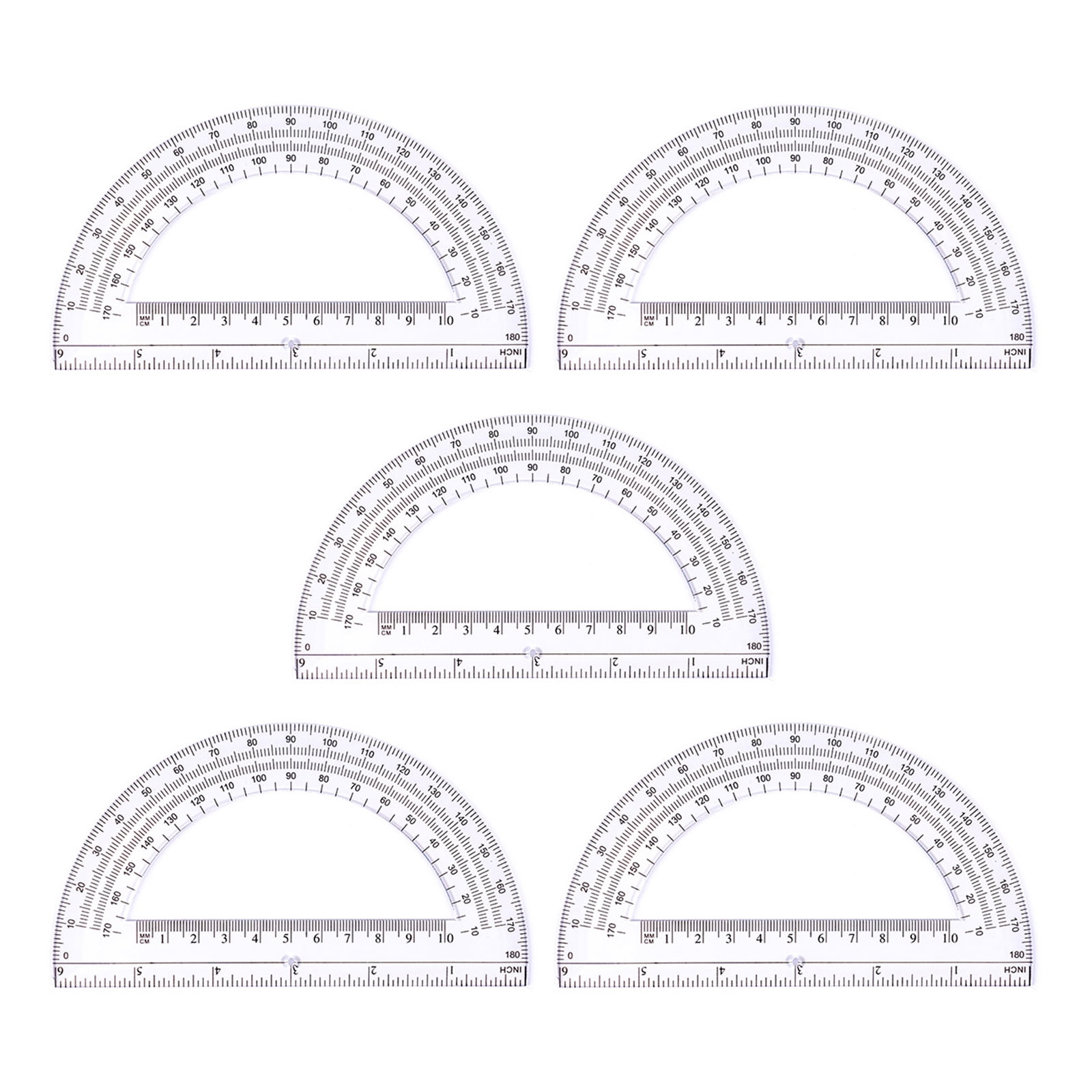 5PCS 180 Degrees Protractor 6Inch Clear Protractors Math Drafting ...