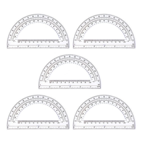 5PCS 180 Degrees Protractor 6Inch Clear Protractors Math Drafting ...