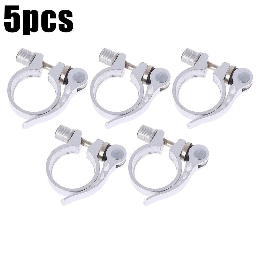 5PCS 25.4-34.9mm Aluminum Bike Bicycle Seatpost Clamp Quick Release Seat Post Silver-34.9 ...