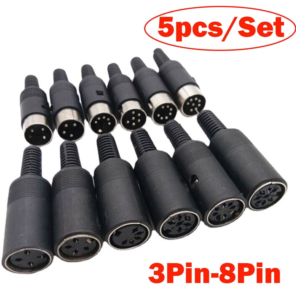 5PCS 3/4/5/6/7/8 Pin DIN Male Female Plug Socket Jack Solder Connector - Walmart.com