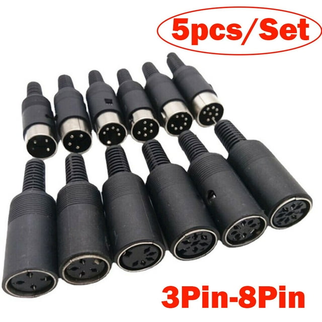 5PCS 3/4/5/6/7/8 Pin DIN Male Female Plug Socket Jack Solder Connector ...