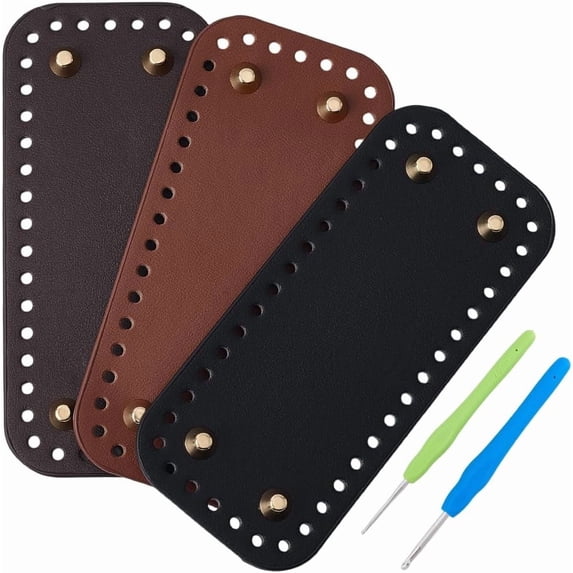 5PCS 3 Colors PU Leather Knitting Purse Crochet Bottom Rivet Base ...