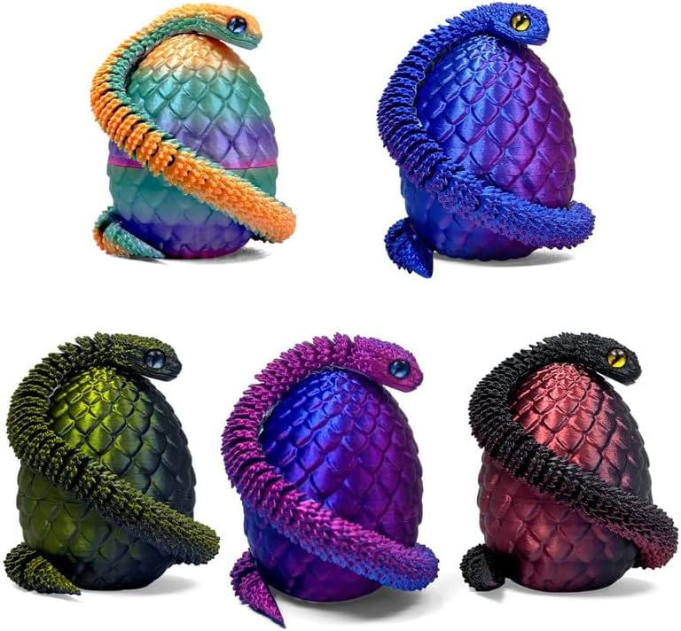 5PCS 3D Printed Snake Eggs with 11.8 Inch Snake Inside, Home Office ...