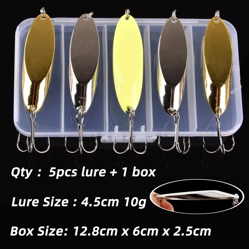 5PCS 3g-21g Luminous Fishing Metal Spoon Lure Hard Baits Bass Silver ...