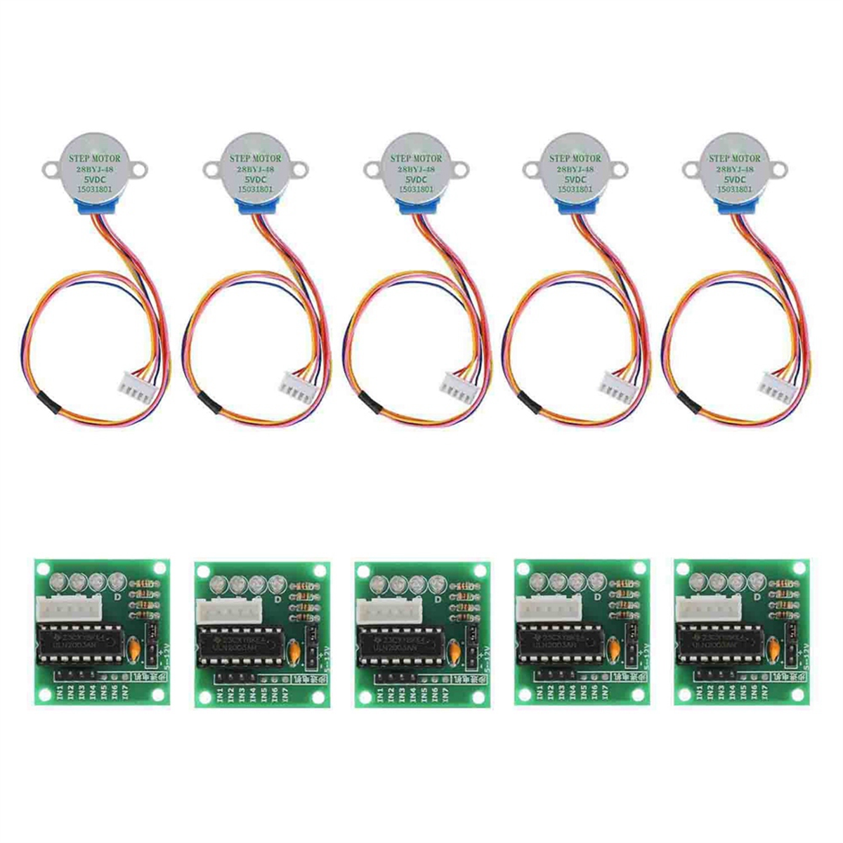 5PCS 5V Stepper Motor+ULN2003 5-Wire 4-Phase/Stepper Motor Driver Board ...