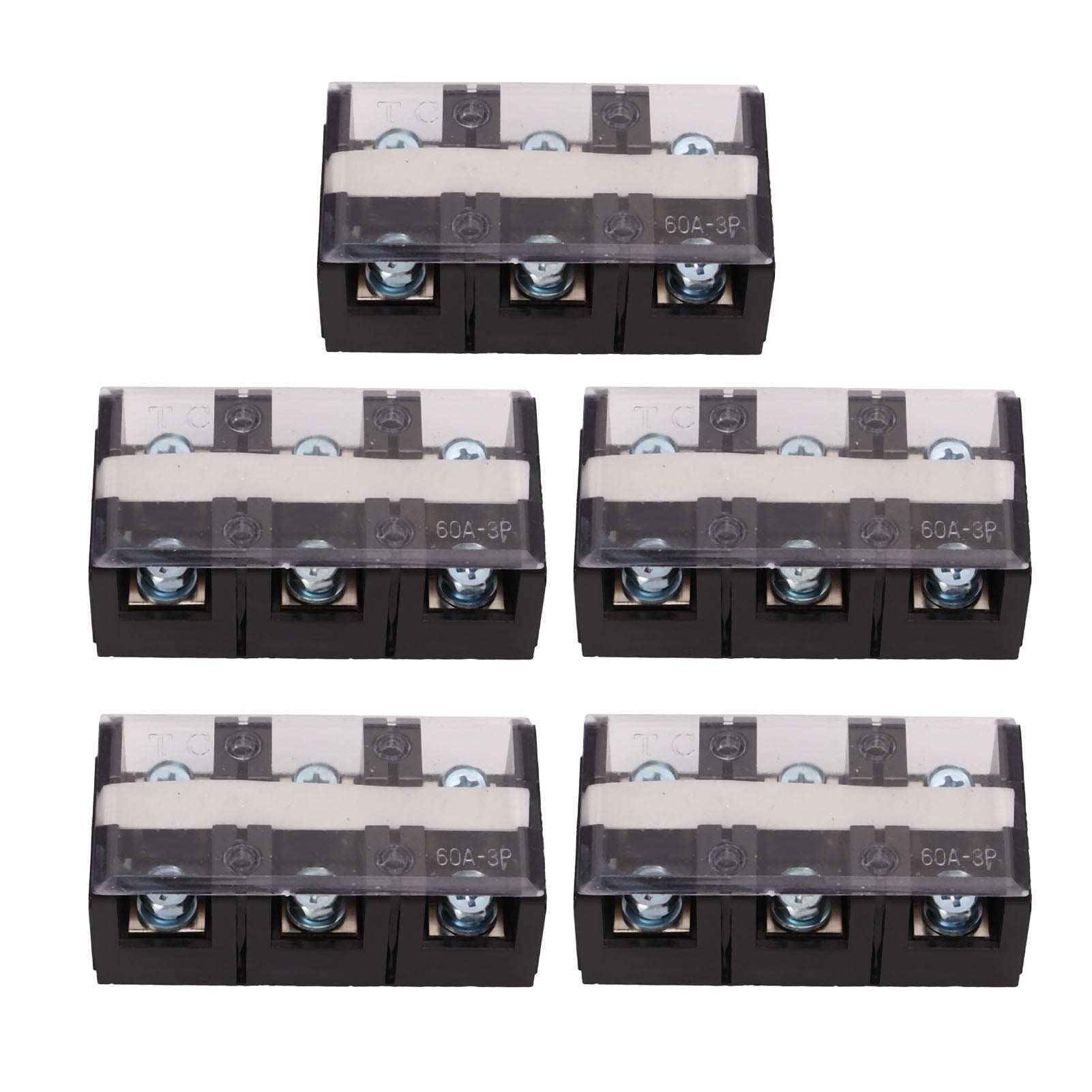 5PCS 60A 3P Screw Terminal Blocks High Current Power Terminal Barrier ...