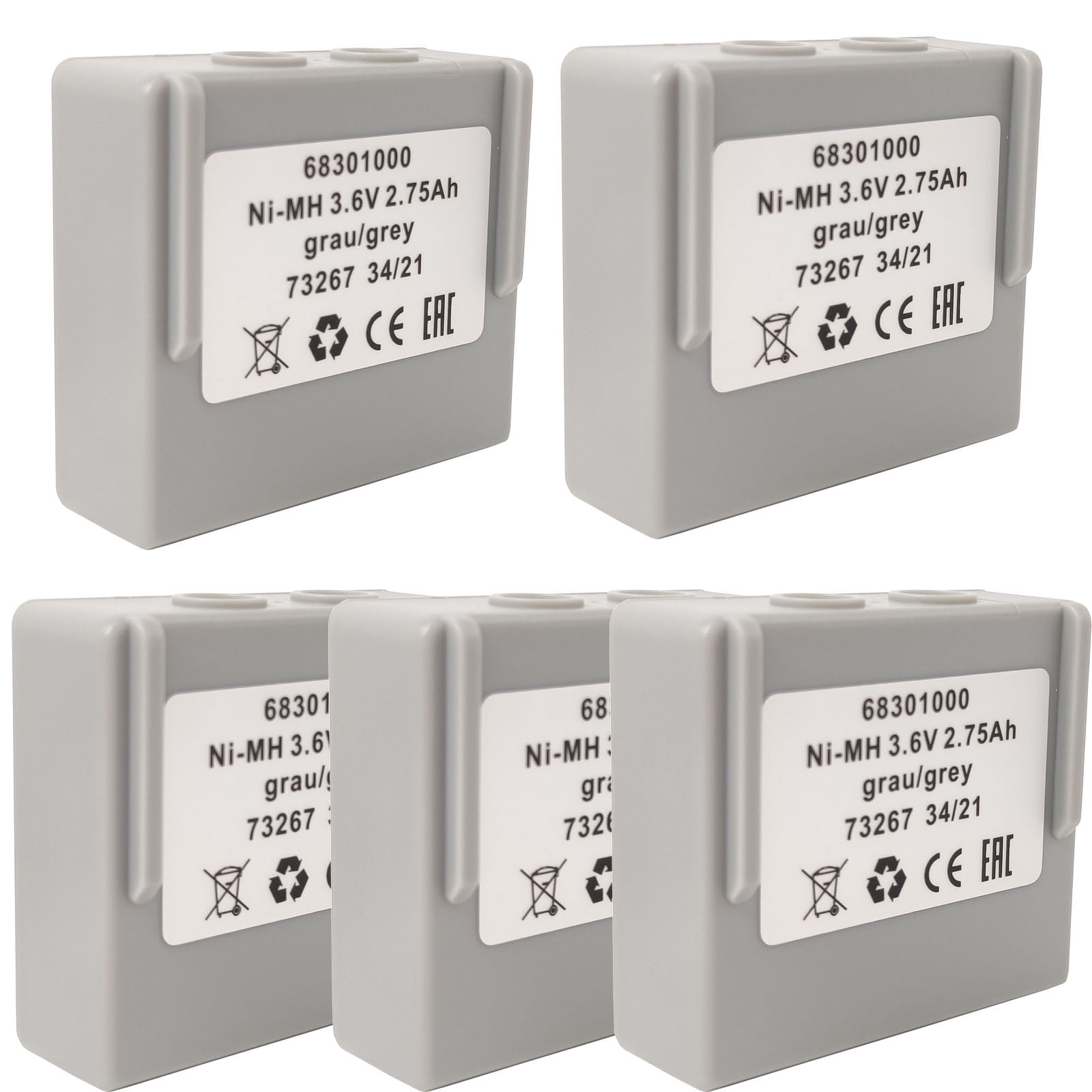 5PCS 68301000 3.6V Ni-MH Battery 2750mAh Rechargeable Battery Spare ...