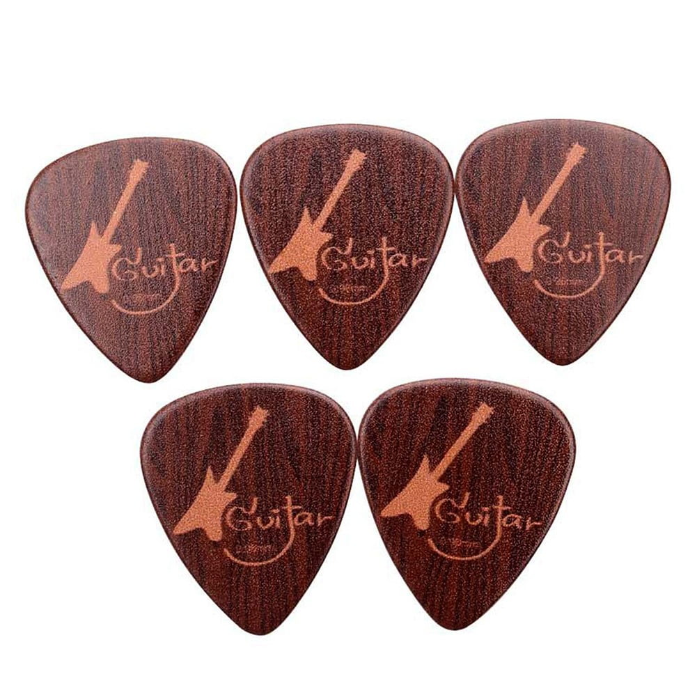 5PCS Acoustic Electric Guitar Picks Celluloid Plectrums Wood Color 0 ...